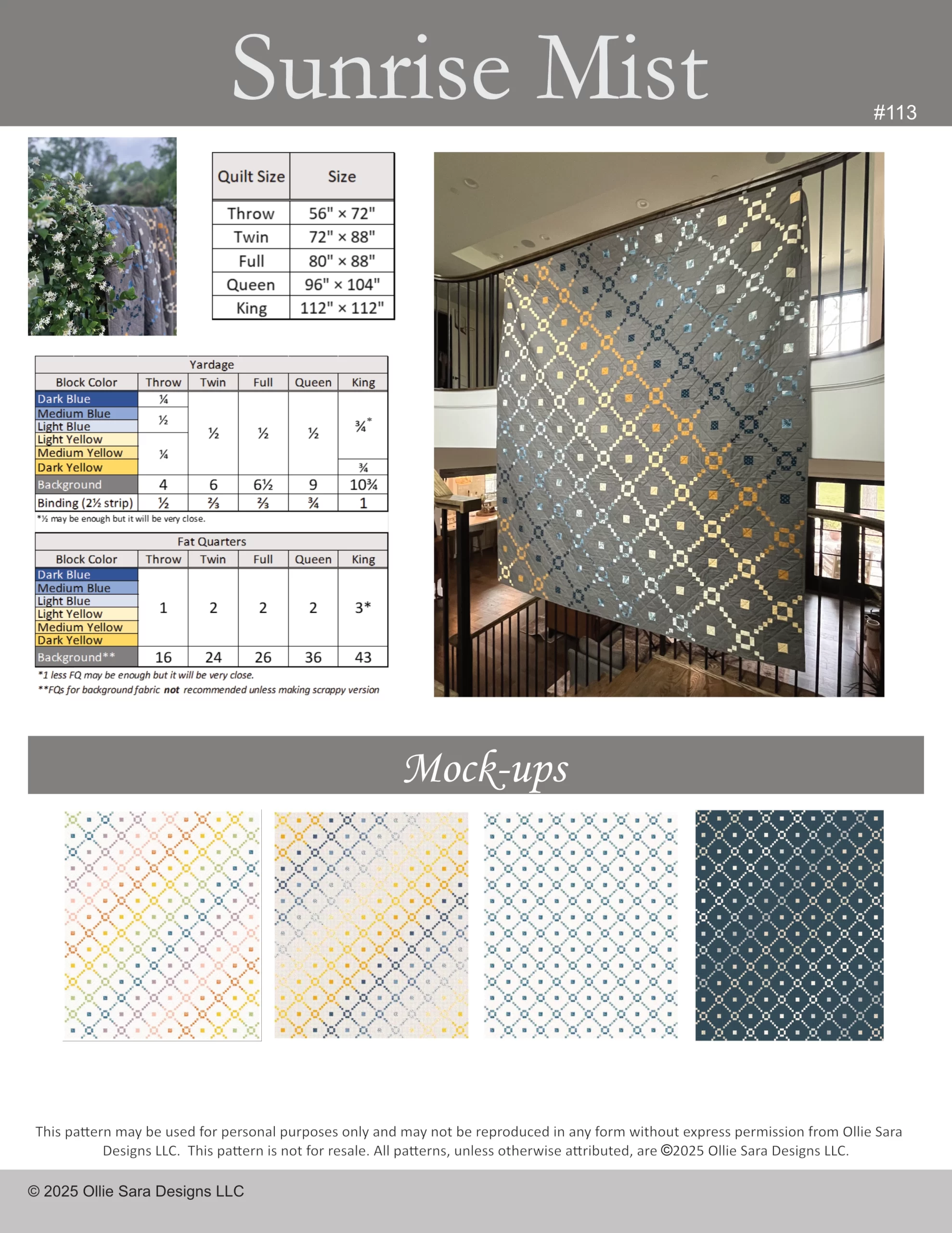 Sunrise Mist Quilt Pattern - ollie sara designs